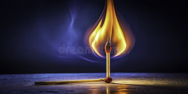 A Striking Studio Shot of a Single Match with Realistic Flames: Perfect ...