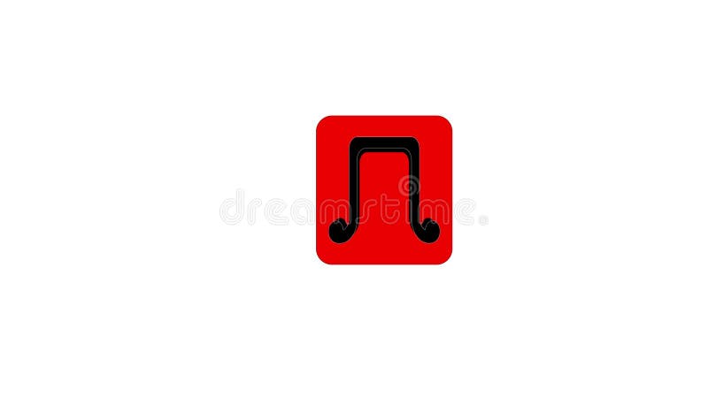 Bold Black Musical Note Symbol on a Vibrant Red Square Background Stock ...