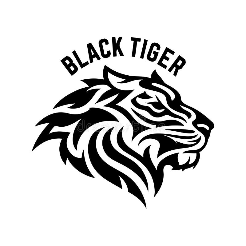 Bold Black Tiger Silhouette Head, Ideal for Logos or Graphic Design ...