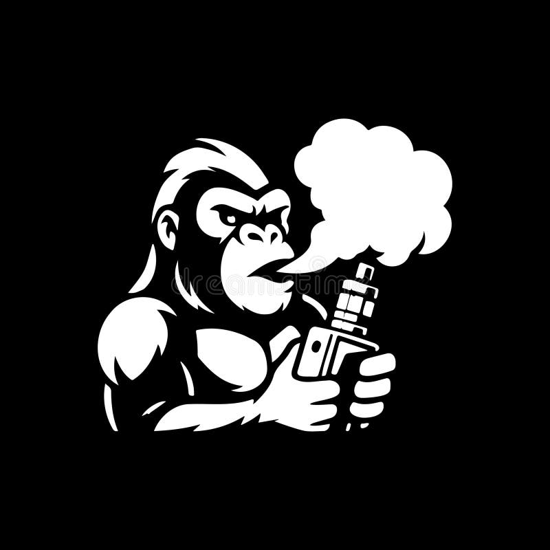 Bold Gorilla Vaping Art Illustration Stock Illustration - Illustration of silhouette, drawing ...