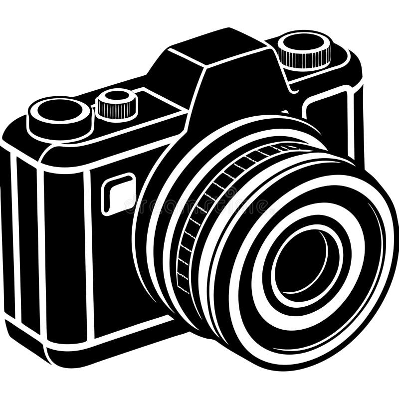 Simple Black and White Silhouette of a Vintage Camera Stock ...