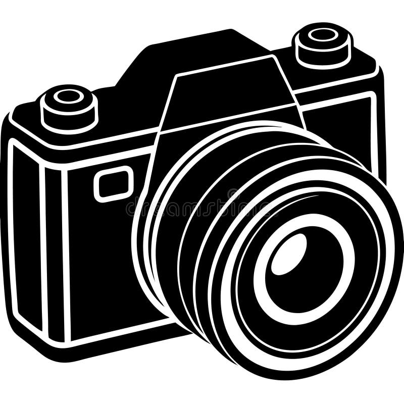 Simple Black and White Silhouette of a Vintage Camera Stock ...