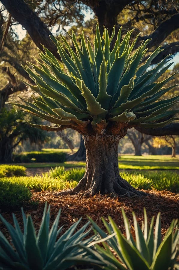 Majestic Yucca Plant in a Garden Setting Stock Illustration ...