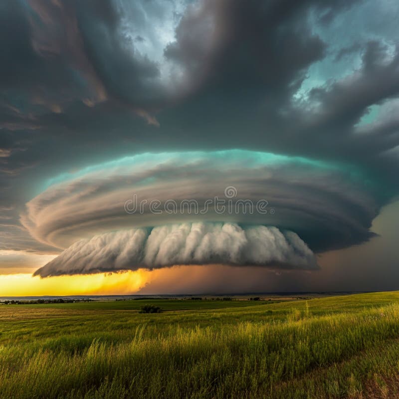 Thunderstorm Supercell with Giant Lightning Over Desert , Made with ...