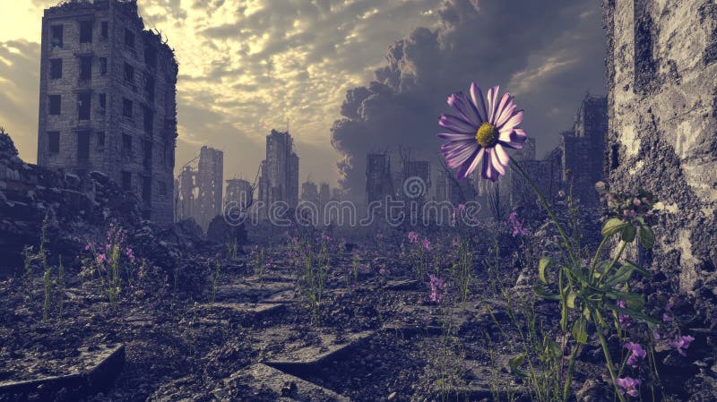 A Striking and Surreal Image of a Post-apocalyptic Landscape. Crumbling ...