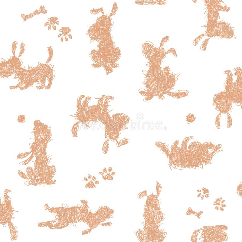 Seamless Pattern with Abstract Images of Dogs, Stock Illustration ...