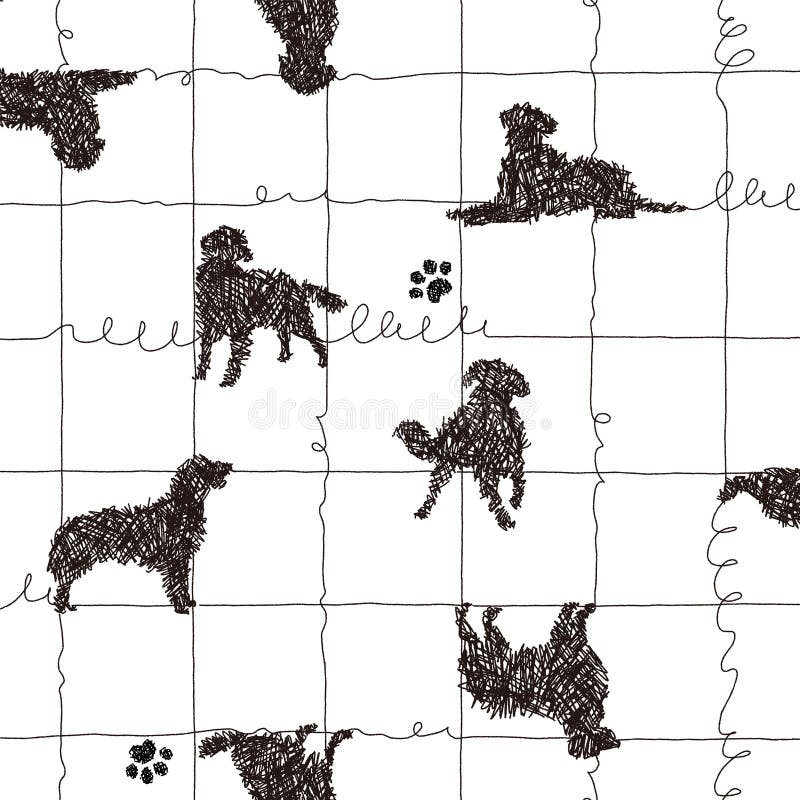 Seamless Pattern with Abstract Images of Dogs, Stock Vector ...