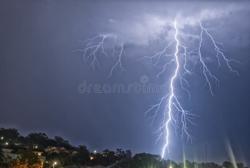 Striking Thunderbolt stock photo. Image of evening, thunder - 57530798
