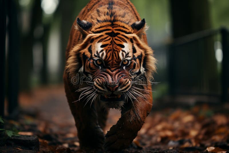 Majestic Tiger Walking through a Forest Path in the Early Morning Light ...