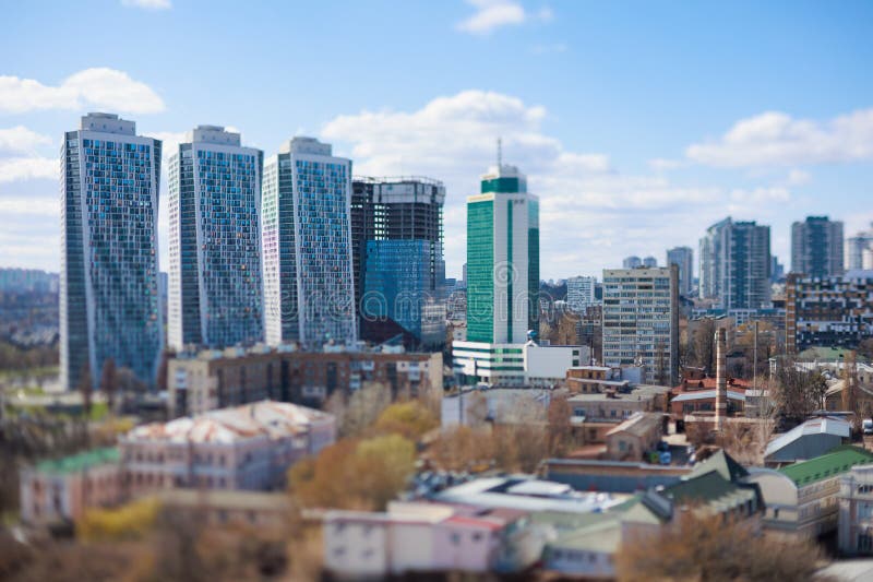 Striking Tilt-shift Cityscape Featuring a Mix of Modern and Older ...