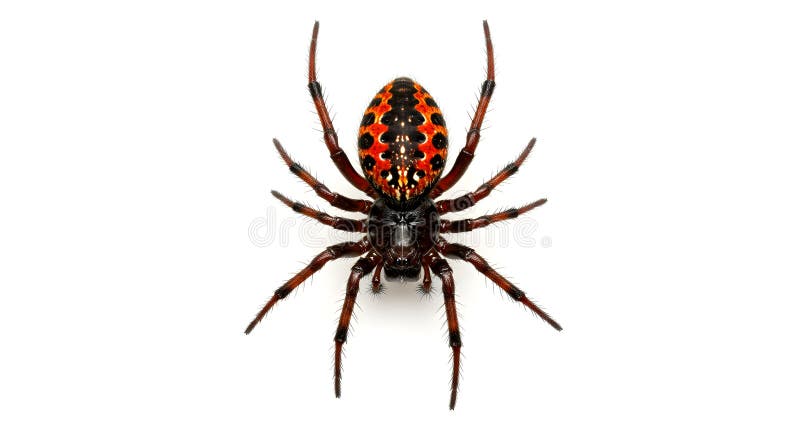 Detailed Top-Down View of Orb-Weaver Spider on White Background Stock ...