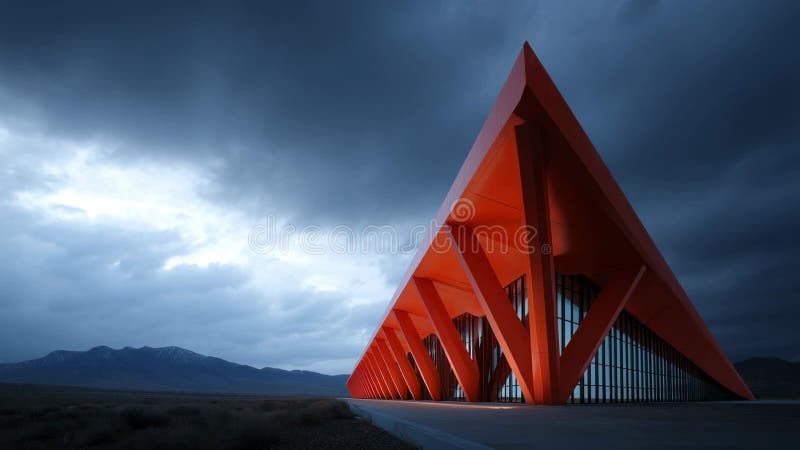 Unique Architectural Structure in a Dramatic Landscape during Overcast ...