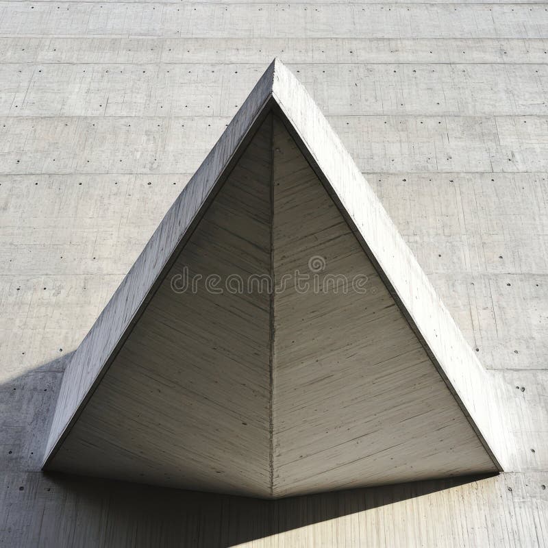 Geometric Concrete Structure Showcasing a Triangular Overhang in ...
