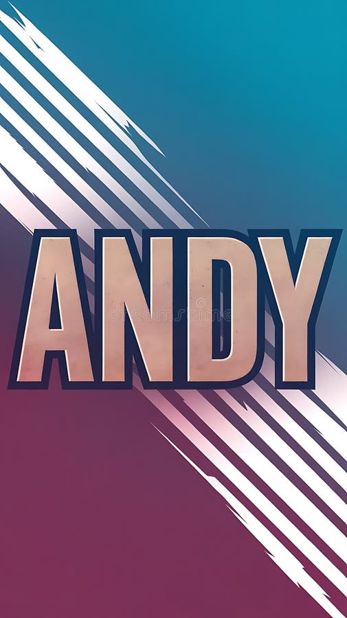 Striking Typography Design of Name Andy, Blue Purple and White Backdrop ...
