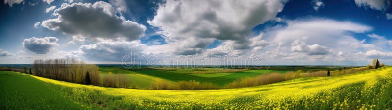 A Striking, Ultra-wide Panoramic Image of a Rolling Countryside during ...