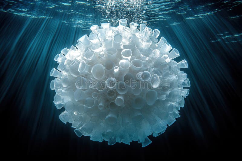 A Striking Underwater View of a White Spherical Object in a Deep Blue ...