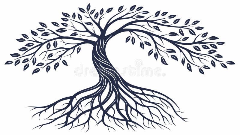 Ancient Tree with Deep Roots, Symbol of Strength and History, Vector ...
