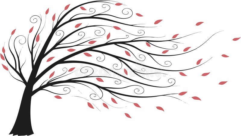Tree in Strong Wind, Resilience Nature Storm, Vector Design Generative ...