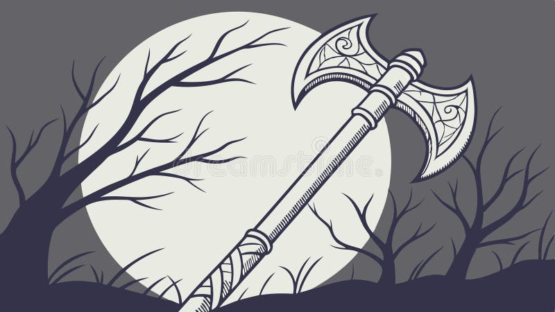 Forest Axe Under the Moon Vector Illustration, Vector Design Generative ...