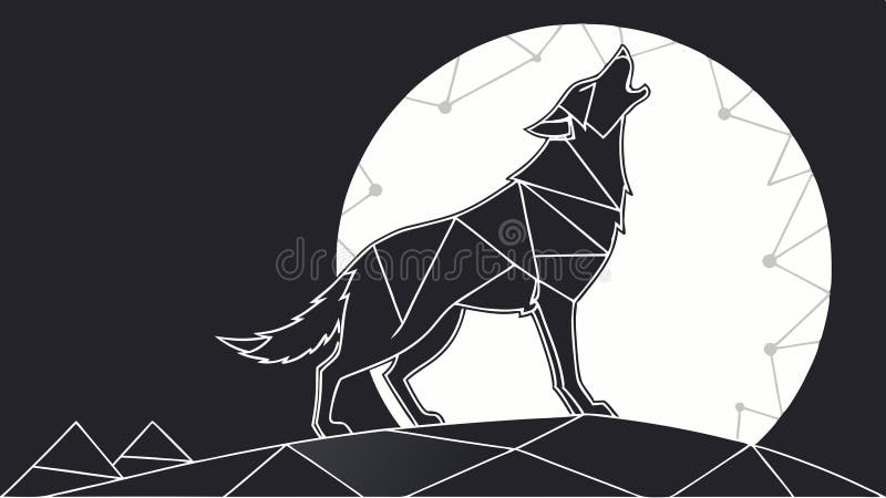 Geometric Wolf Howling at Moon Wildlife Vector Art, Vector Design ...