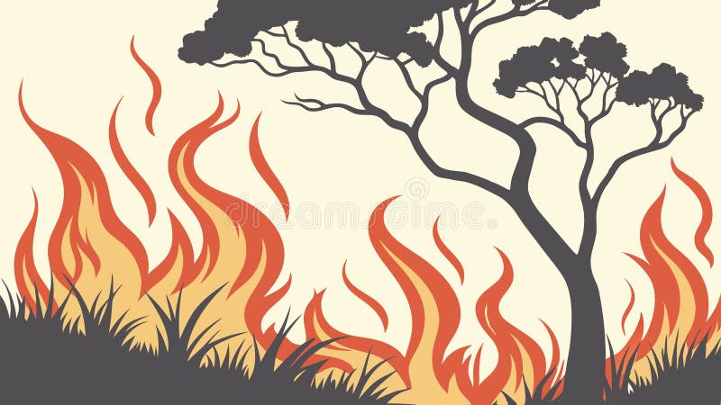 Devastating Forest Fire with Burning Trees and Flames, Vector Design ...