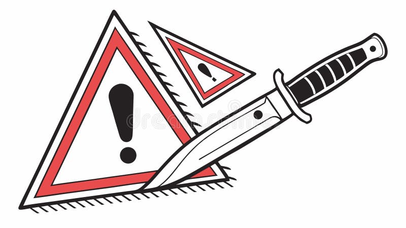 Triangular Warning Sign with an Exclamation Mark and a Combat Knife ...
