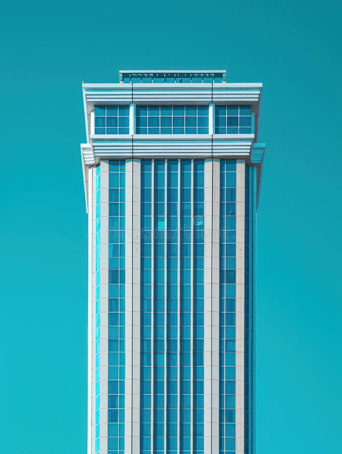 Modern Skyscraper Against Clear Blue Sky Vertical Shot of a ...