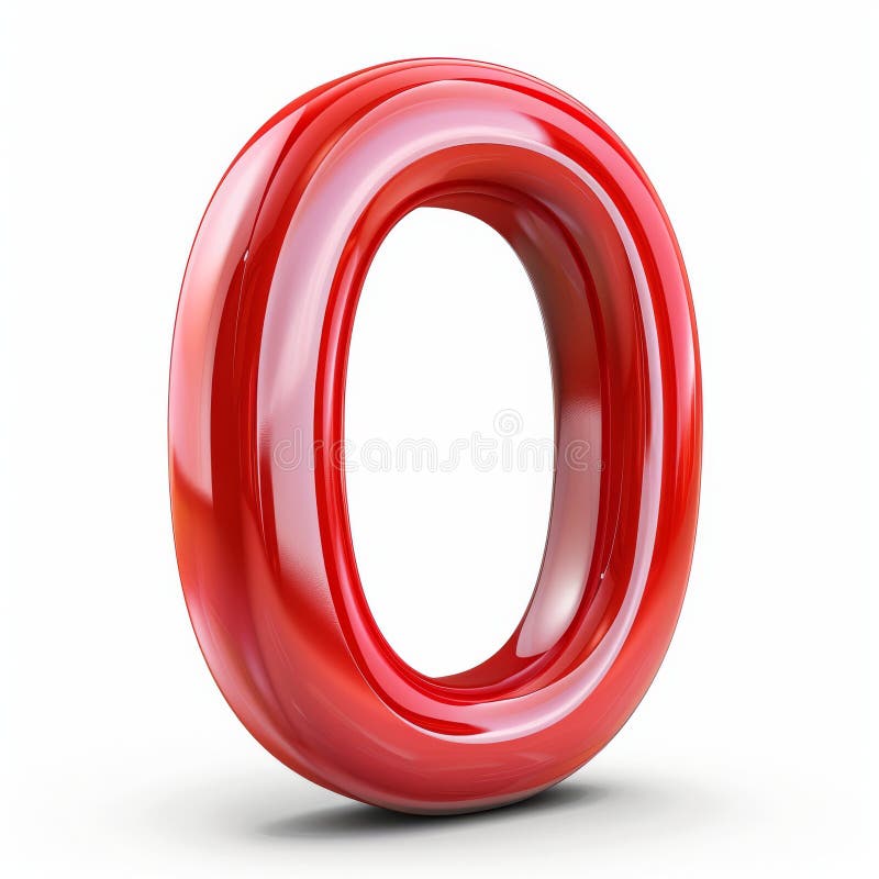 A Striking and Vibrant 3D Glossy Red Number Zero Icon Designed To Stand ...