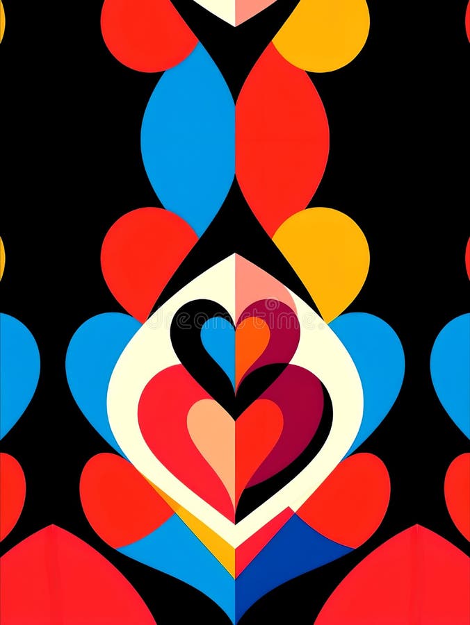 Kaleidoscope of Love – Abstract Polyamory Heart Pattern on Black Stock ...