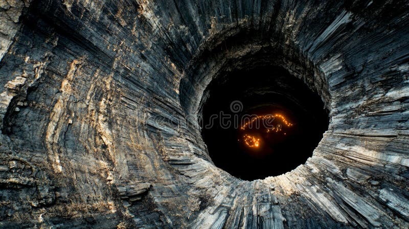 A Striking View of a Deep Circular Hole Revealing Glowing Orange Light ...