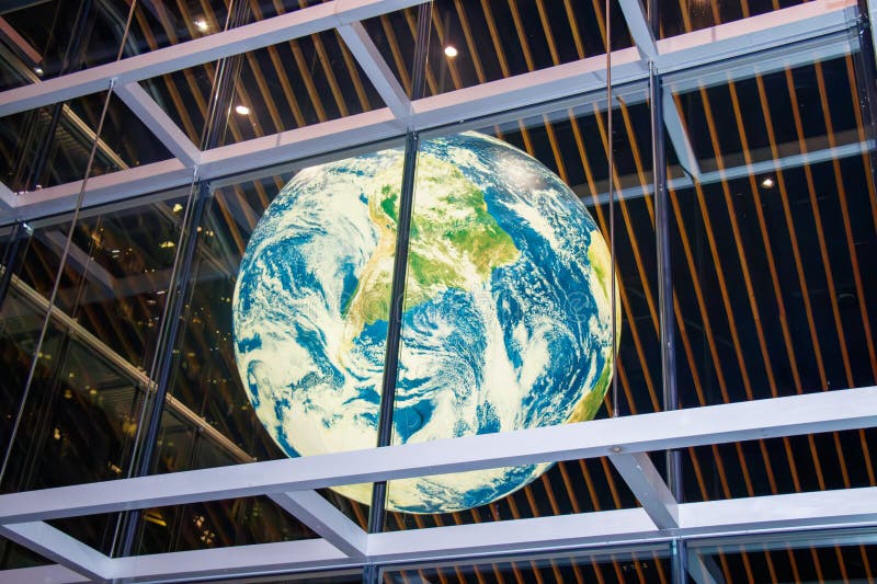 A Striking View of a Large Illuminated Globe Display Inside the ...