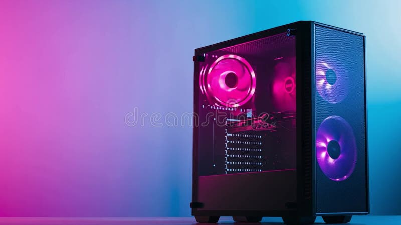 A Striking View of a Modern Gaming PC Featuring Vibrant RGB Lighting ...