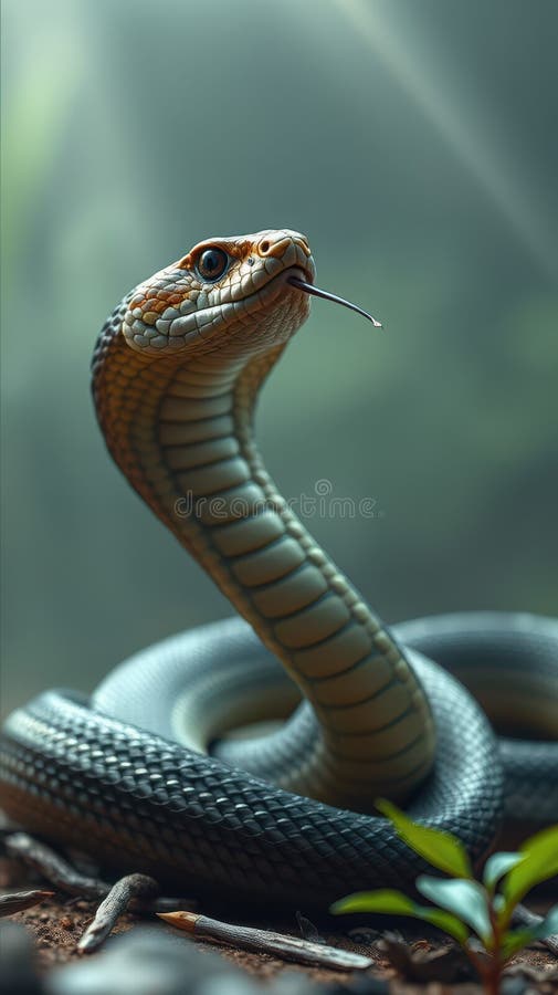 Striking Viper in a Serene Forest Setting Showcasing Its Intricate ...