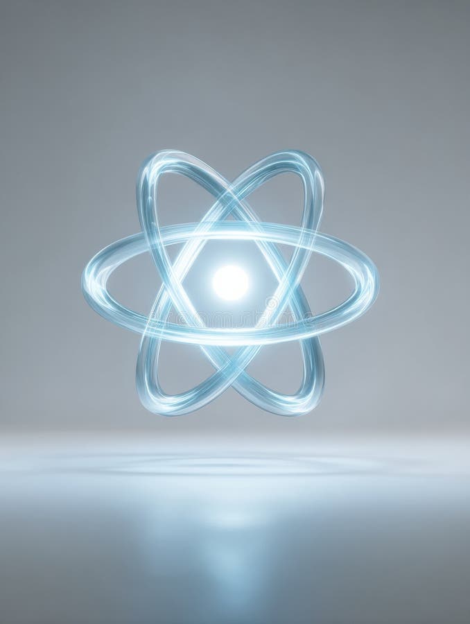 Representation of an Atomic Structure Illuminated with Blue Glow on a ...