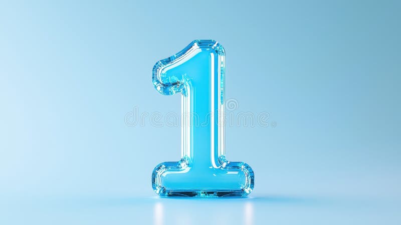 Striking Visual, Bold Blue Number One Against Seamless Blue Backdrop ...