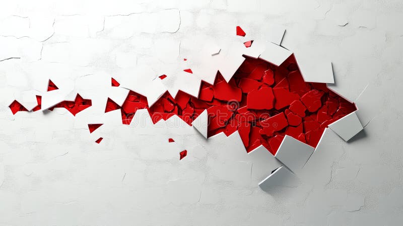 A Striking Visual of Broken White Wall Revealing Vibrant Red Beneath ...