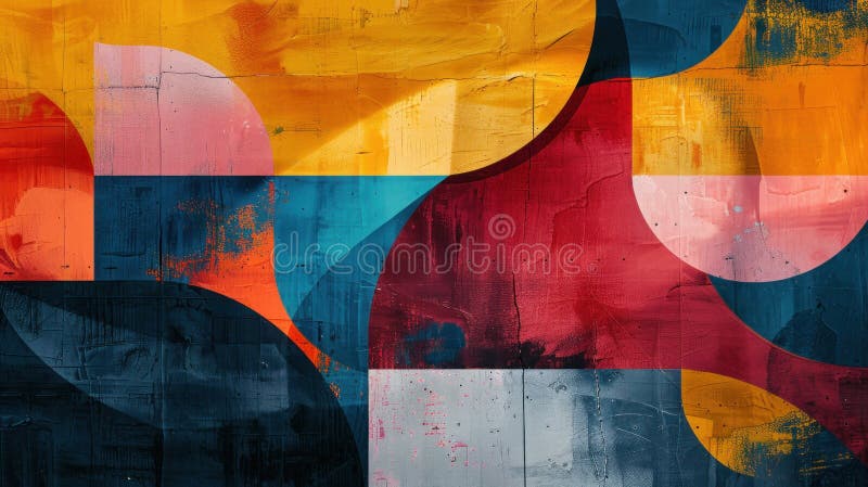 A Striking Visual Collage of Abstract Geometric Shapes with Textured ...