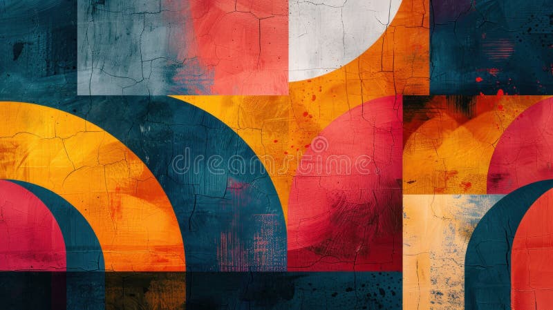 A Striking Visual Collage of Abstract Geometric Shapes with Textured ...