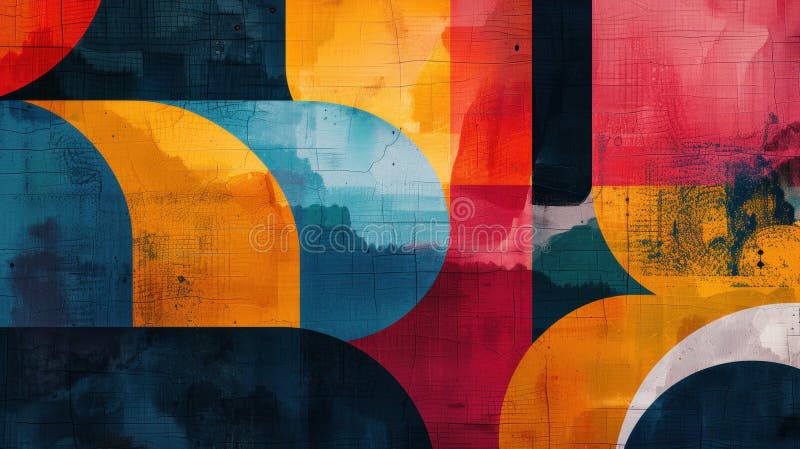 A Striking Visual Collage of Abstract Geometric Shapes with Textured ...