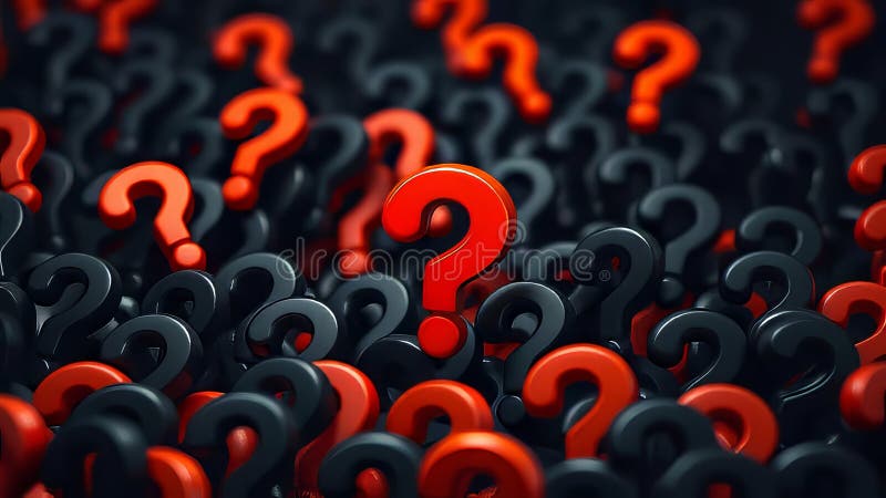 A Striking Visual Exploration a Single Red Question Mark Amidst a Sea ...