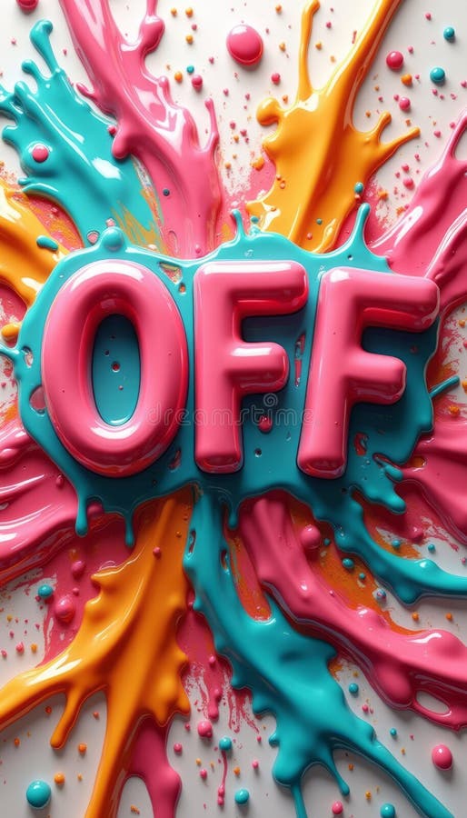 Bold OFF Text Splashed with Vibrant Paint Stock Photo - Image of energy ...