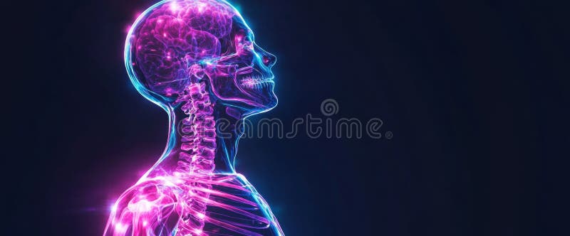 A Striking Visual of a Human Skeleton and Nervous System Illuminated in ...