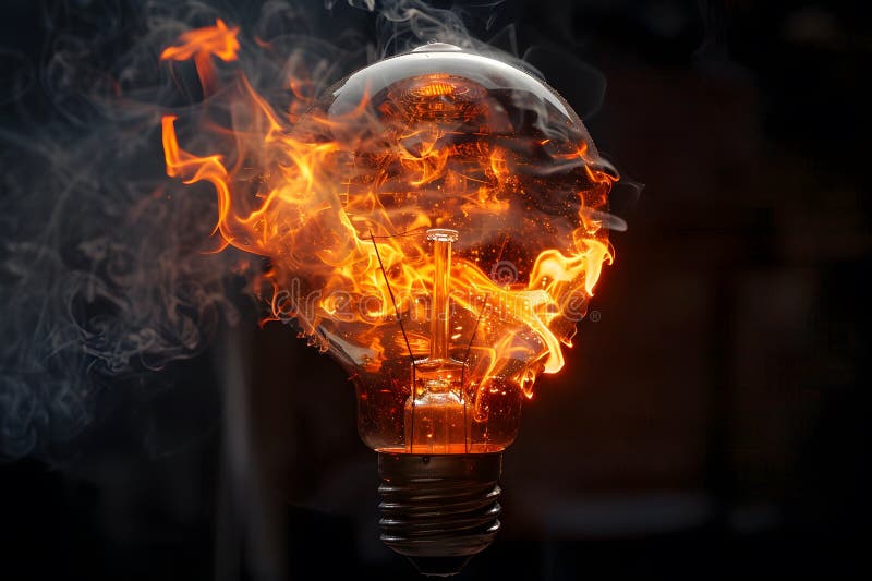 Creative Innovation Concept with Fiery Light Bulb for Inspirational ...