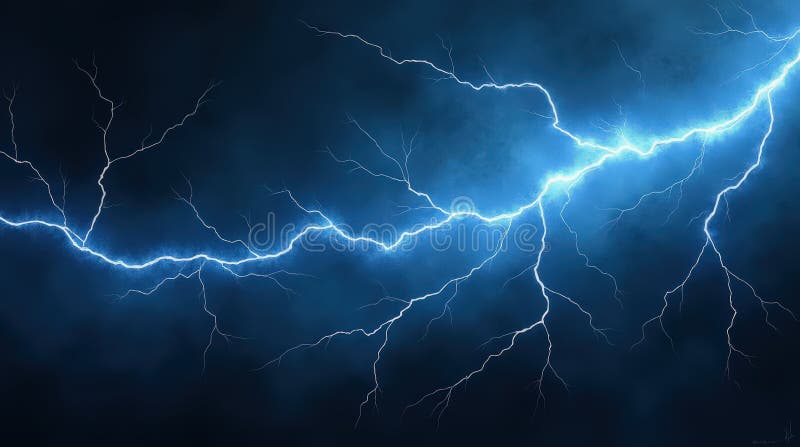 Striking Visual of a Lightning Storm with Jagged Blue and White Streaks ...