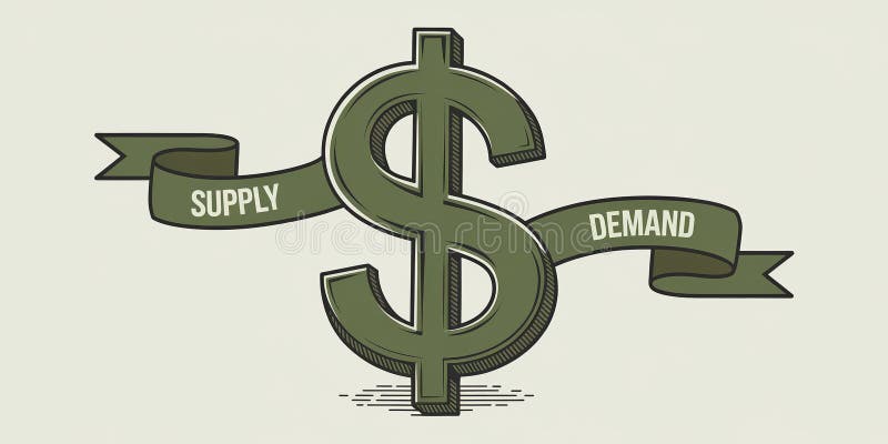 Supply and Demand Economic Principles with Dollar Sign Stock ...