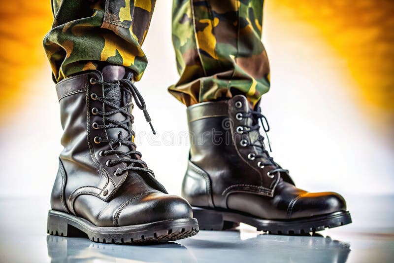 A Striking Visual of Military Combat Boots Detailed Studio Shot ...