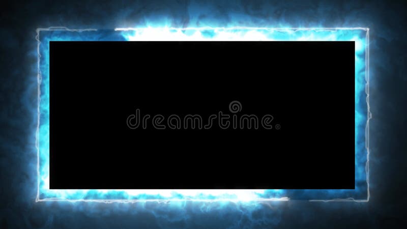 Neon Border Frame, Blue Glowing Border, Rectangle, Black Screen Frame ...