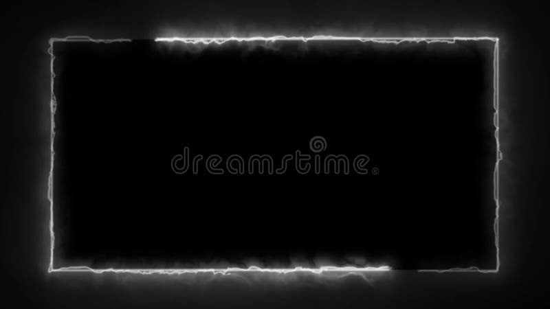 Neon Border Frame, White Glowing Border, Rectangle, Black Screen Frame ...