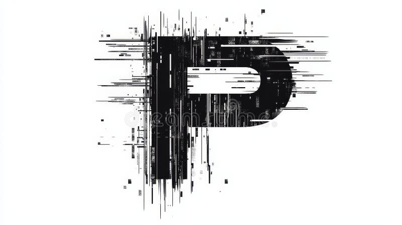 A Striking Visual Representation of the Letter P in a Thin, Glitchy ...