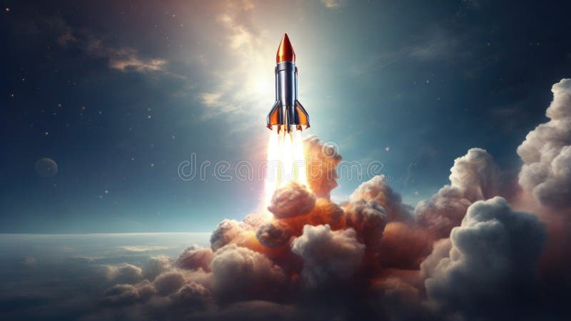 Rocket Soaring To the Stars Stock Photo - Image of exploration, space ...